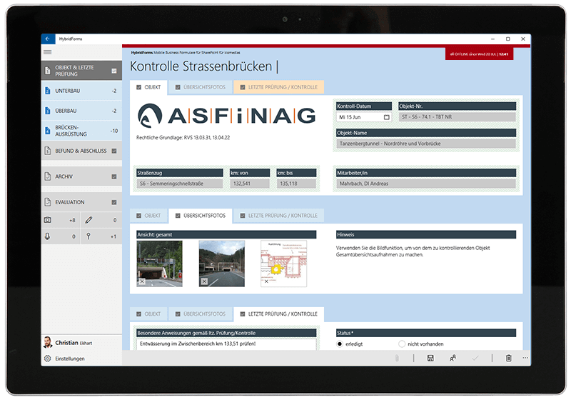 ASFINAG: Inspection of highway bridges and tunnels | HybridForms